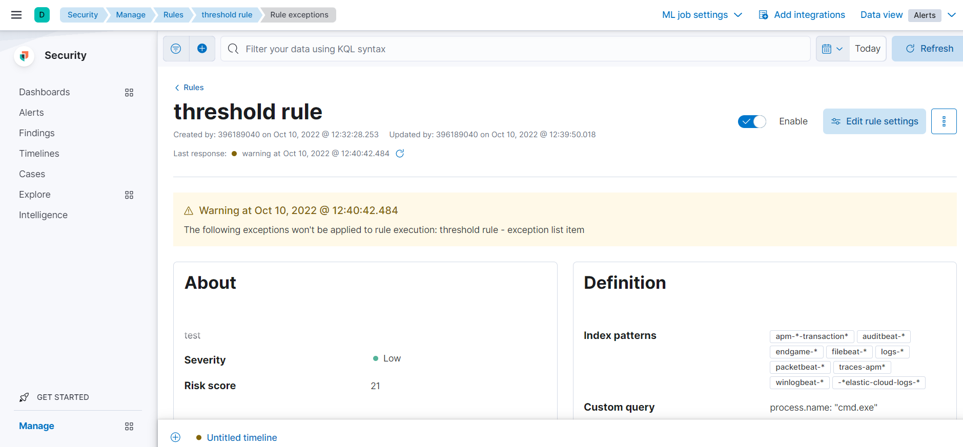 [Security Solution] Rule is not displayed any warning message when small value list becomes ...