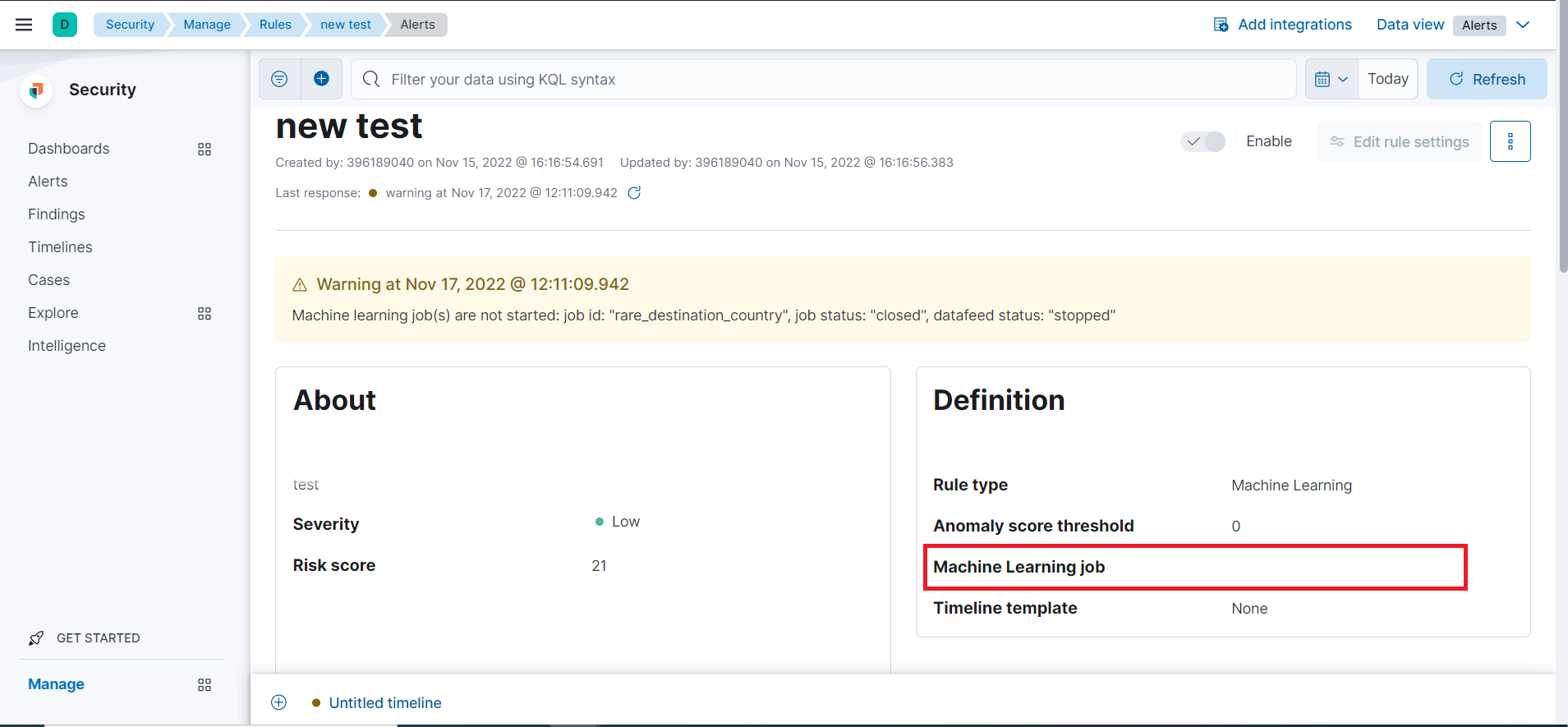 [Security Solution] Job name is not displayed for user with read ML authorization · Issue ...