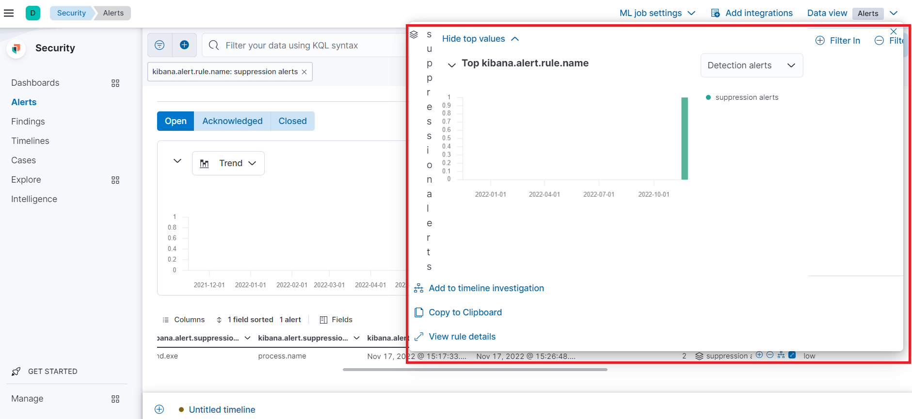 [Security Solution] UI break for Suppression alert after clicking on expand icon under Alerts ...