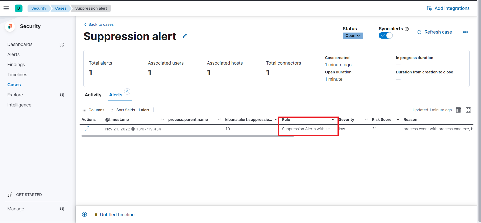 [Security Solution] Suppression alert icon is not displayed under cases > alerts tab · Issue ...