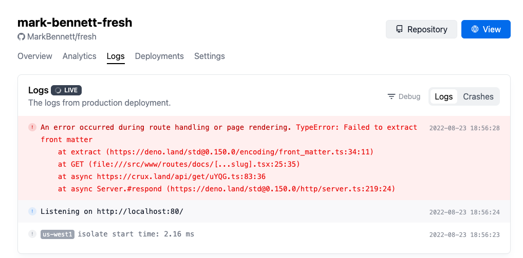 Static · Issue 648 · Denolandfresh · Github 