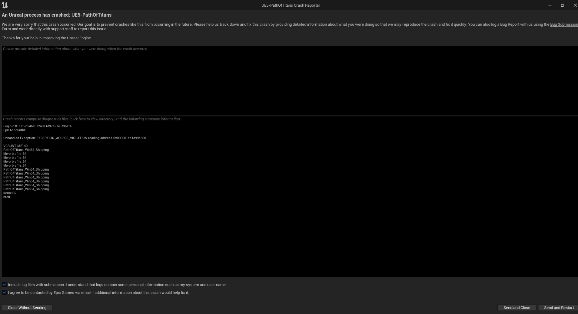 Game randomly crashing bug · Issue #9191 · Alderon-Games/pathoftitans-bugs · GitHub