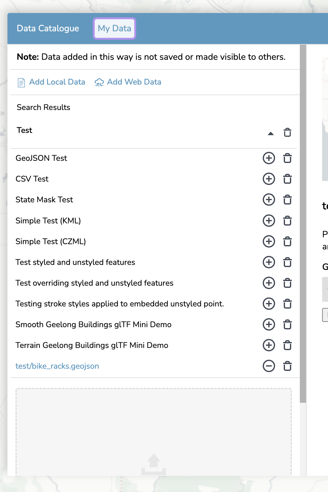 "My Data" tab shows search results instead of added datasets · Issue #6878 · TerriaJS/terriajs ...