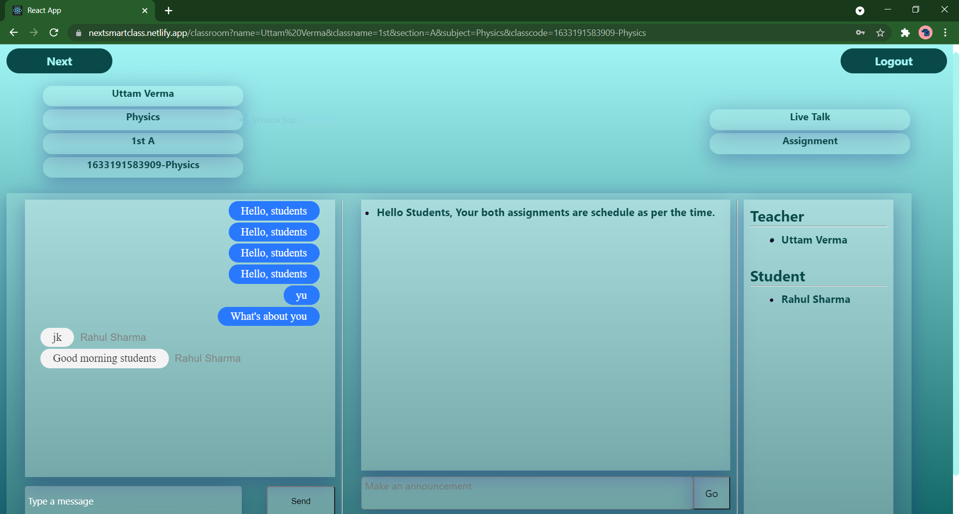 GitHub - naman-verma755/NextSmartClass: Flipr Hackathon X Project