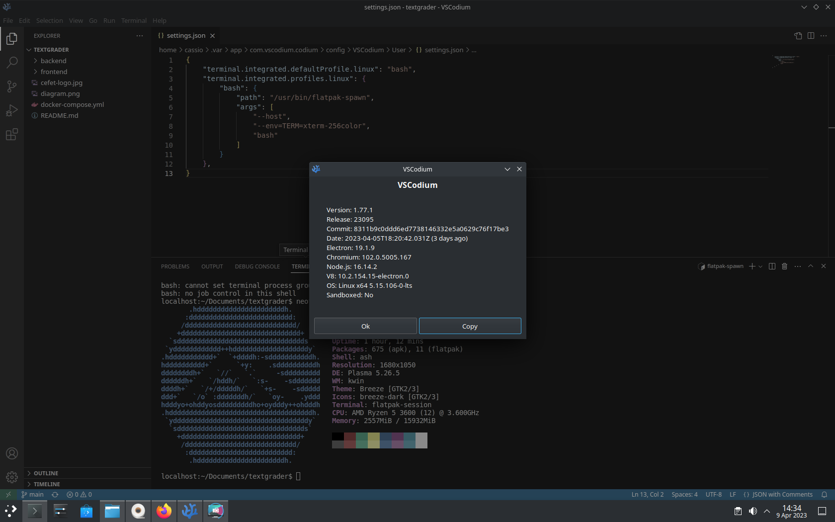 Vscodium integraded terminal cannot allocate TTY properly · Issue #181 · flathub/com.vscodium ...