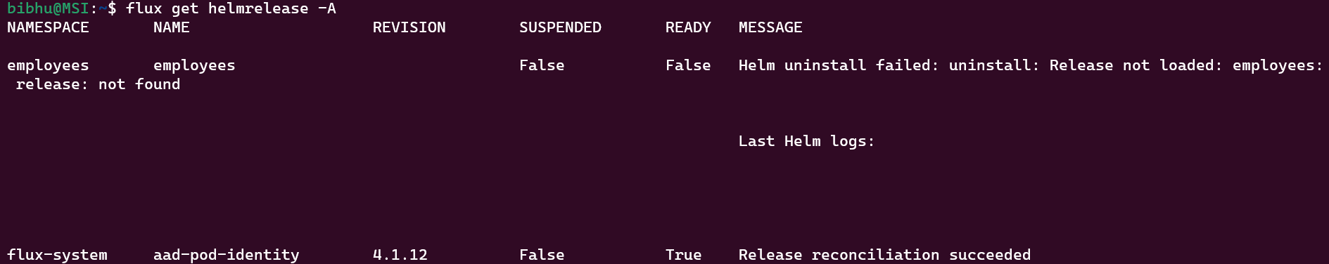 Flux Aks Helm Uninstall Failed Uninstall Release Not Loaded Name Release Not Found