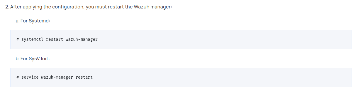 Unify instructions for restarting services · Issue #5705 · wazuh/wazuh-documentation · GitHub