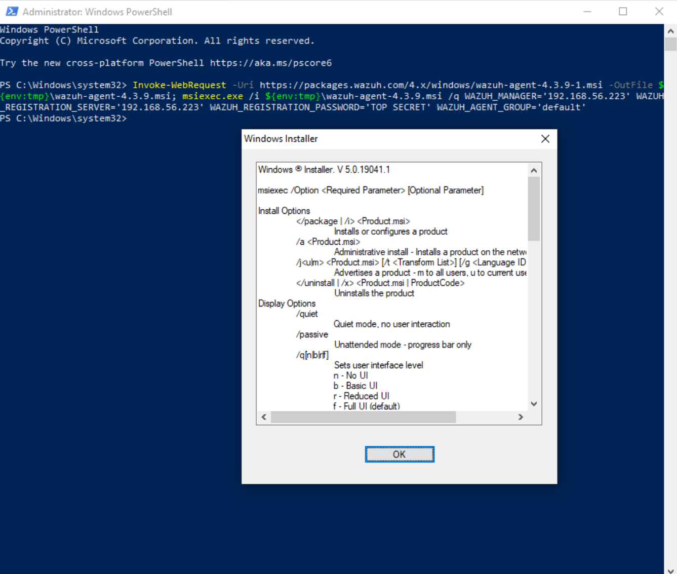 The agent installation command for Windows fails if the registration password contains spaces ...