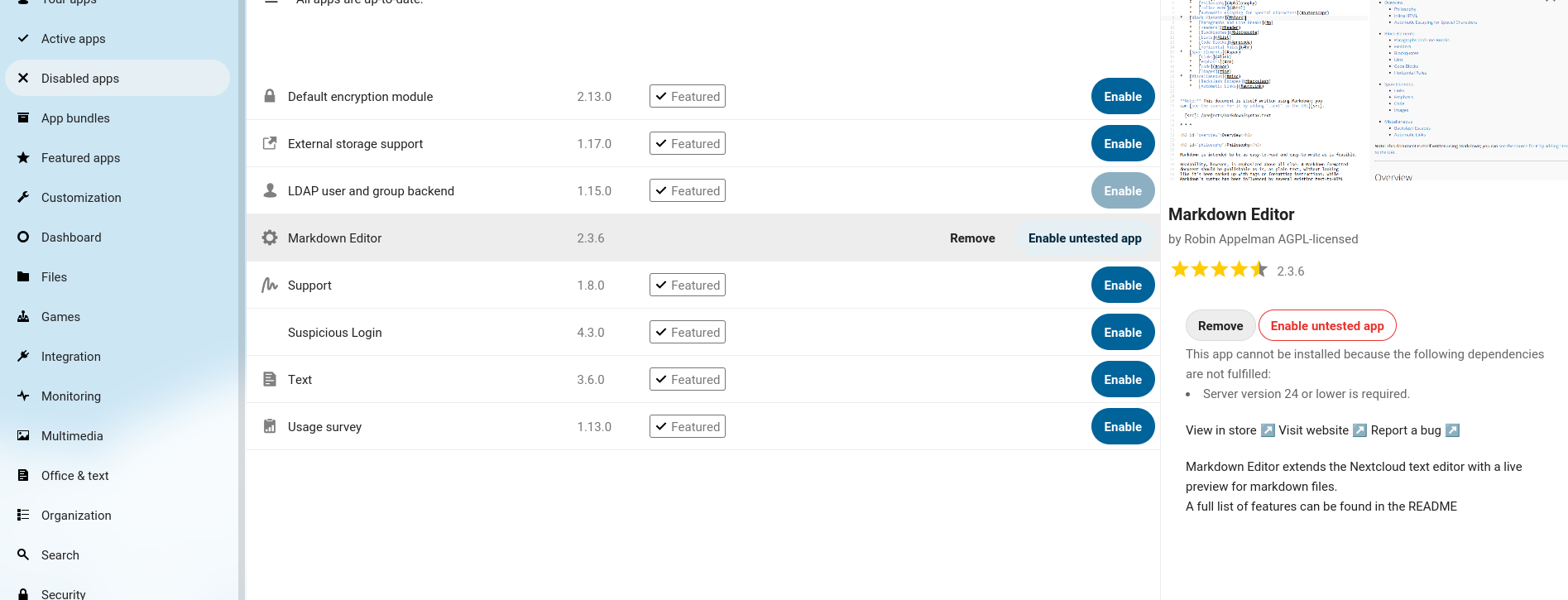 Nextcloud v25 not supported · Issue #200 · icewind1991/files_markdown · GitHub