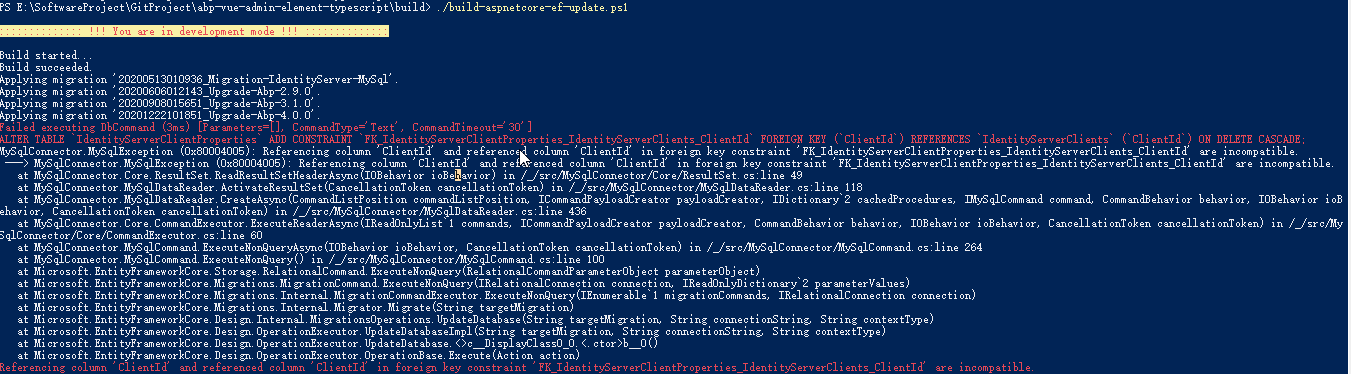 AuthServer.Host数据迁移报错 · Issue #226 · colinin/abp-next-admin · GitHub