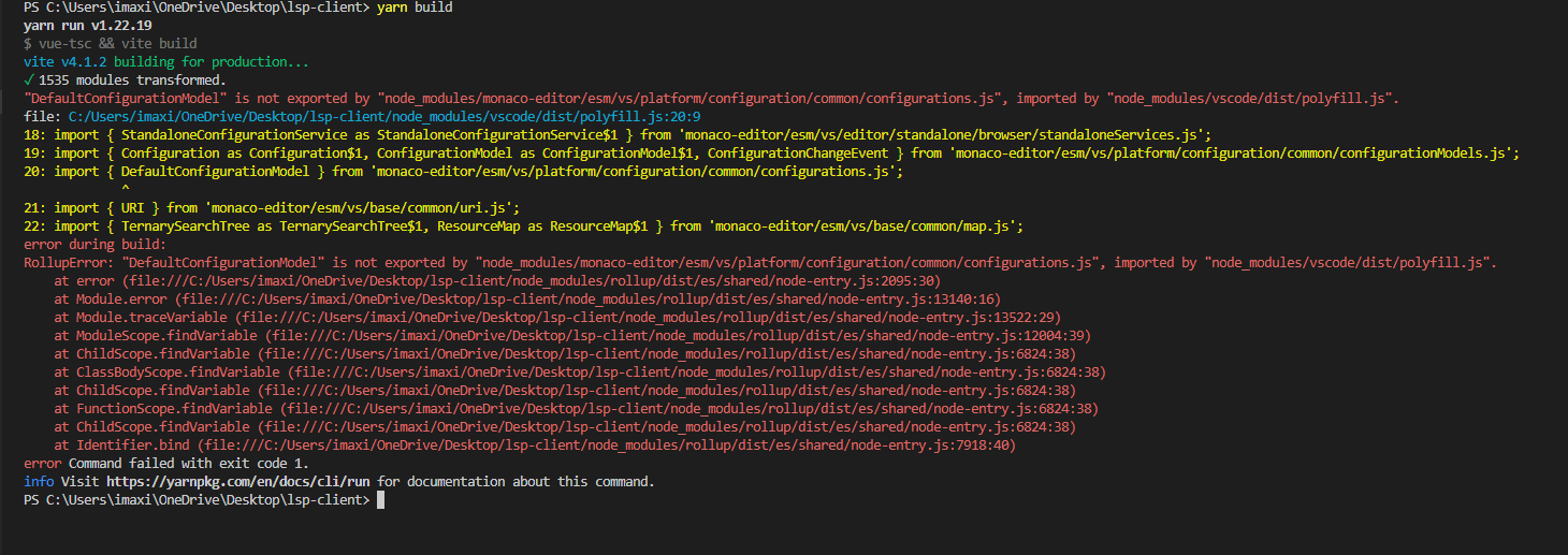 [bug] Defaultconfigurationmodel Is Not Exported By Monaco Editor Esm Vs Platform Configuration