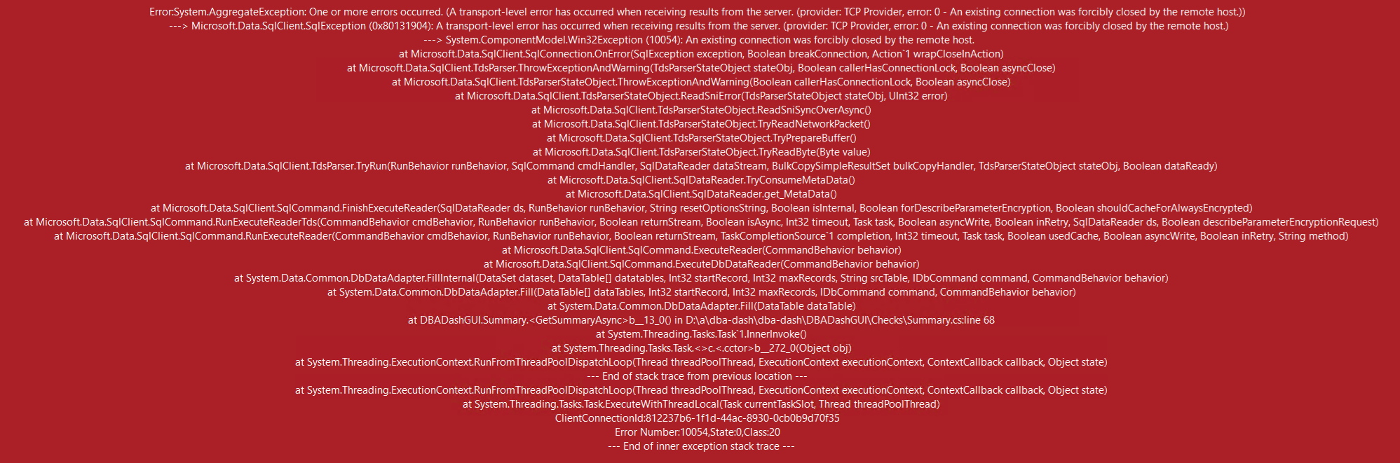 Refreshing When Repository Db Instance Is Offline Gives Unhandled