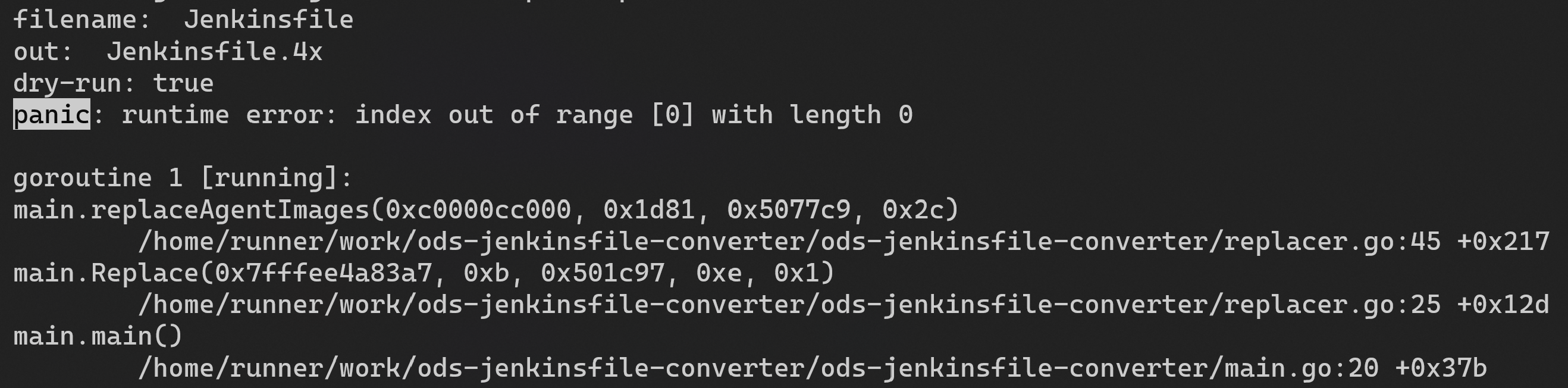 Converter tool panics when "imageStreamTag" does not follow strictly ...