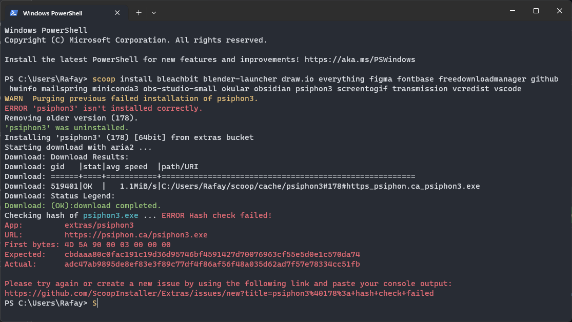 psiphon3@178: hash check failed · Issue #10801 · ScoopInstaller/Extras · GitHub
