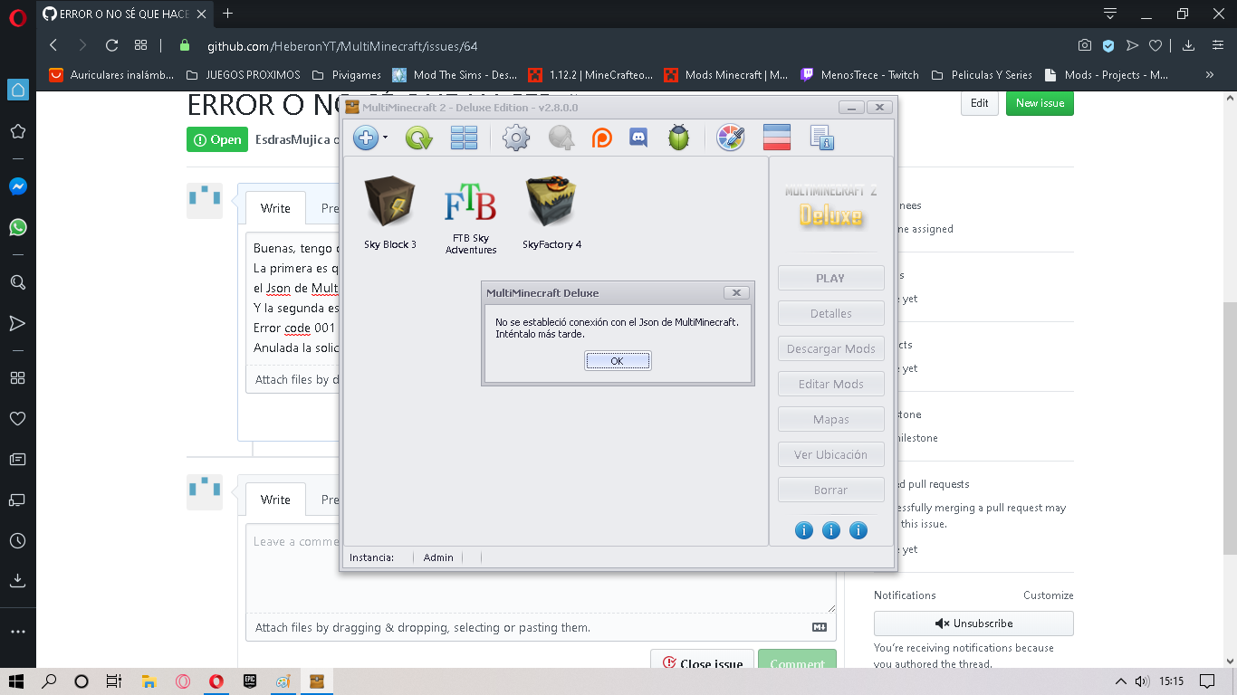ERROR O NO SÉ QUE HACER · Issue #64 · HeberonYT/MultiMinecraft · GitHub