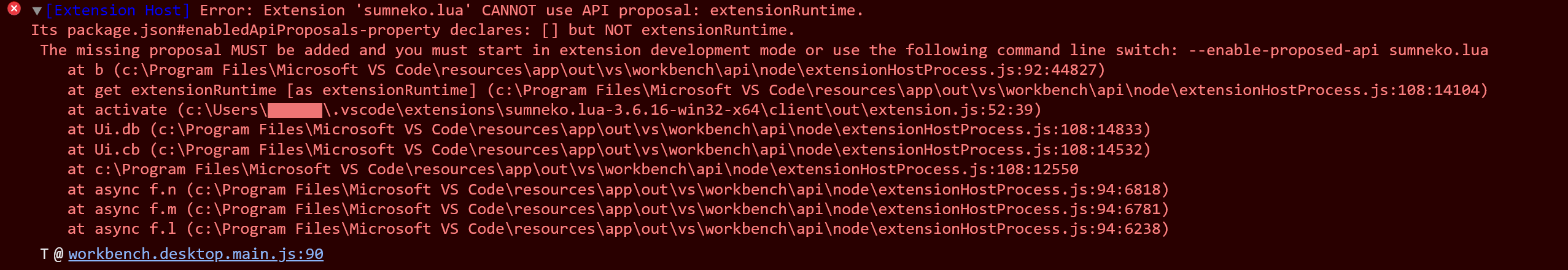 Err Extension Host Error Extension Sumnekolua Cannot Use Api