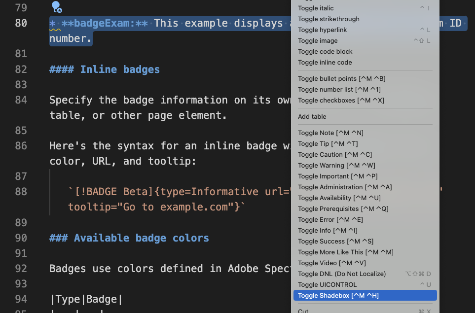 Add Toggle Shade Box to shortcuts · Issue #6 · AdobeDocs/adobe-markdown-authoring · GitHub