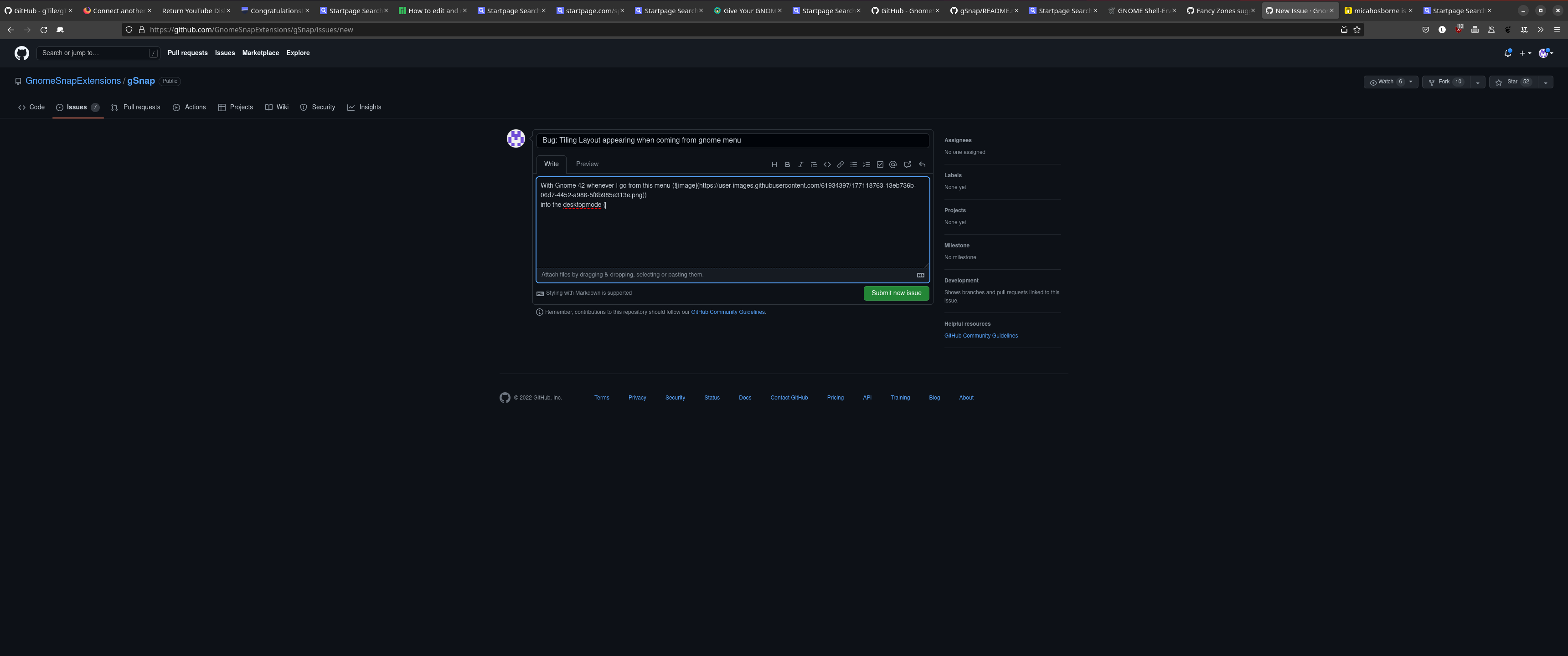 Bug: Tiling Layout appearing when coming from gnome menu · Issue #34 · GnomeSnapExtensions/gSnap ...