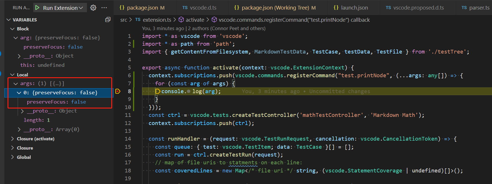 [Test API] Allow register command into the run button in the editor ...