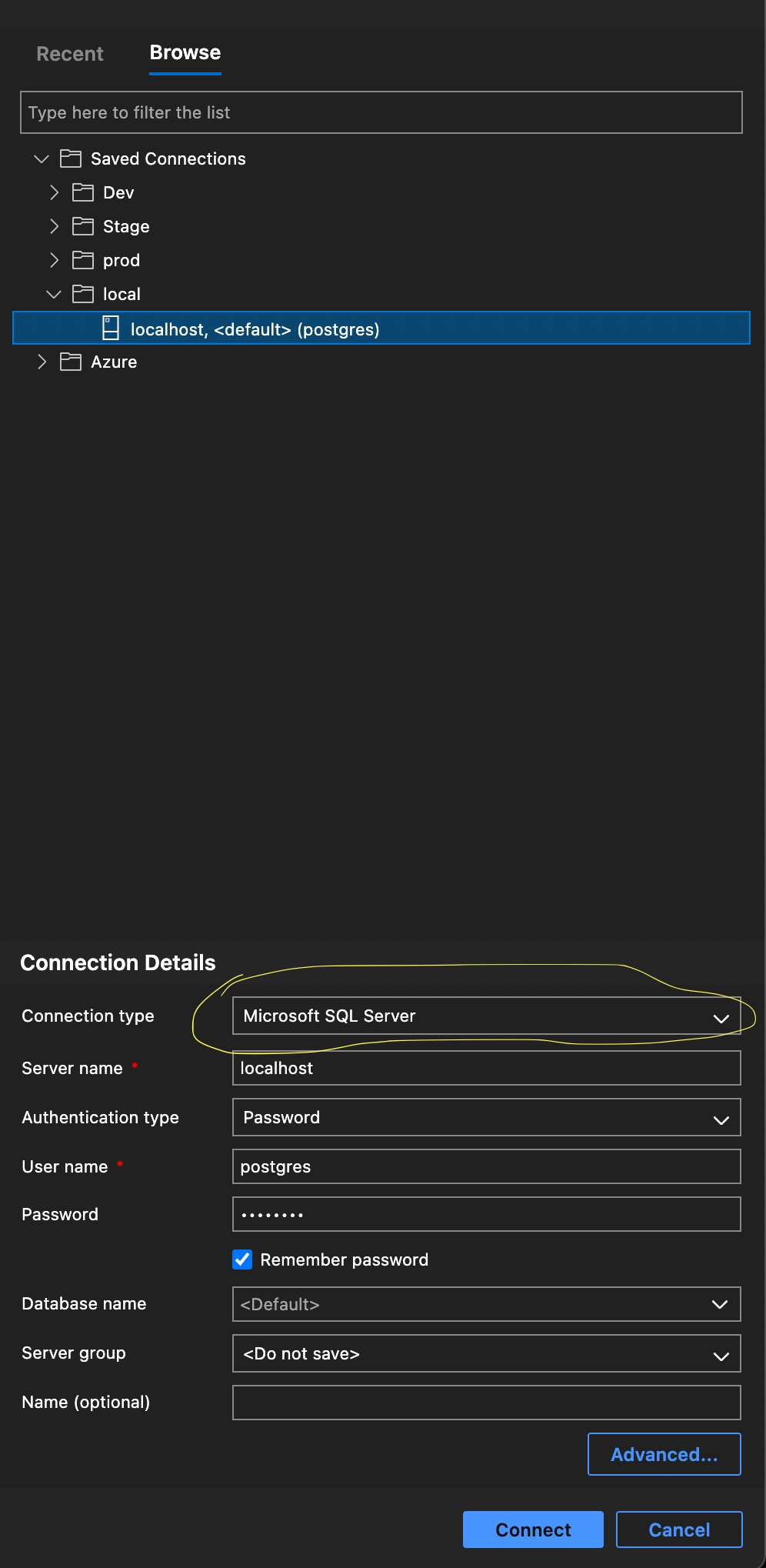 Not able to attach a "Postgress DB" connection from note book. · Issue #21472 · microsoft ...