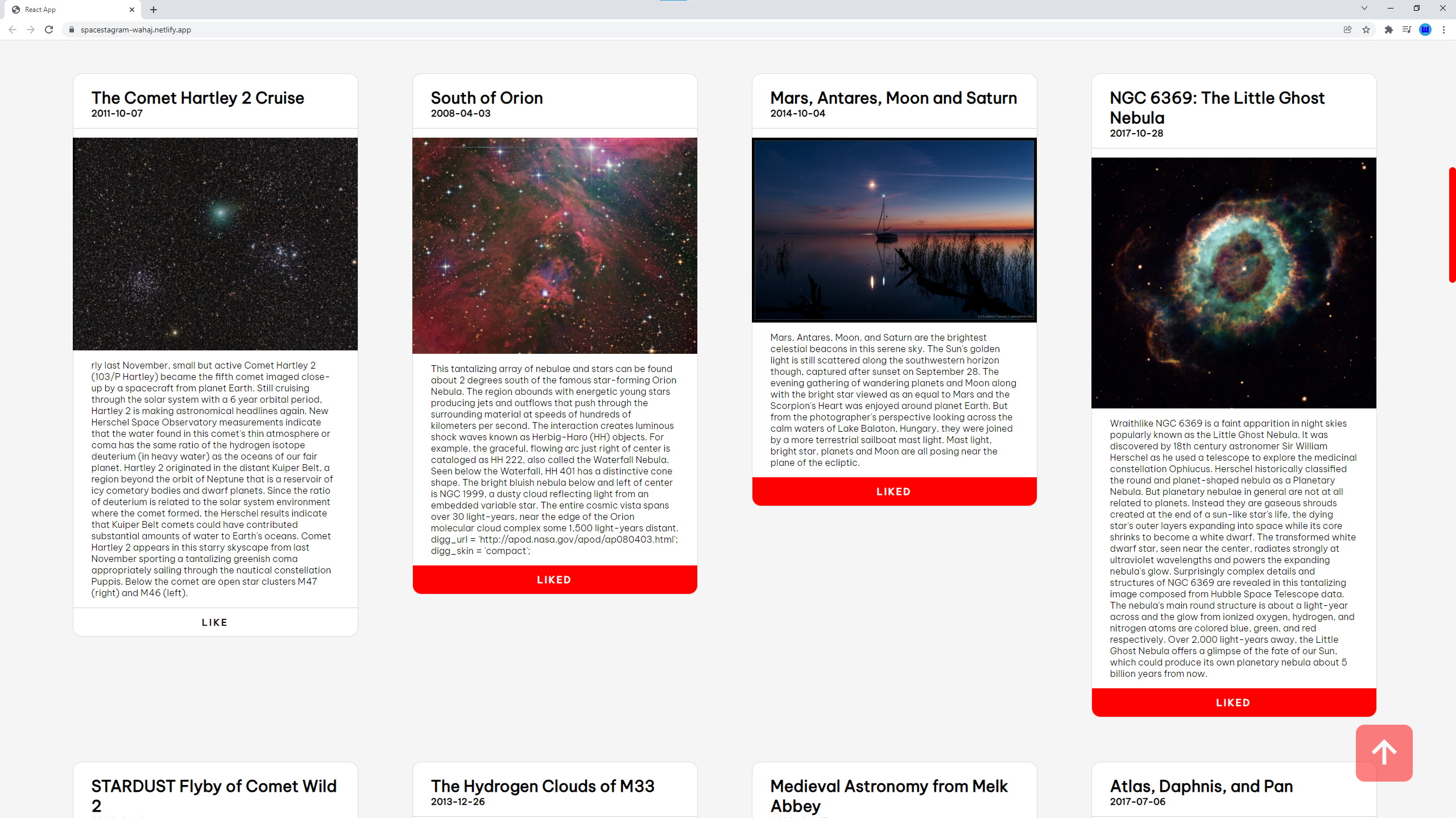 GitHub - Wazotik/spacestagram-shopify-challenge: Web application that makes use of NASA's ...