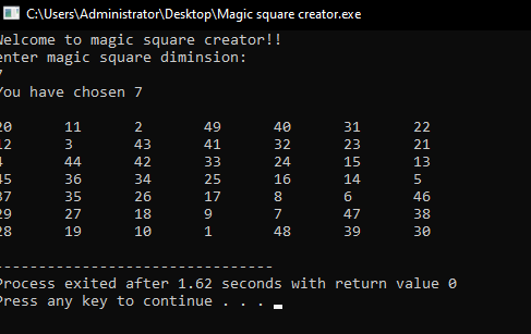 GitHub - 0xManticore/Magic-Square-Creator: N-size Magic square creator ...