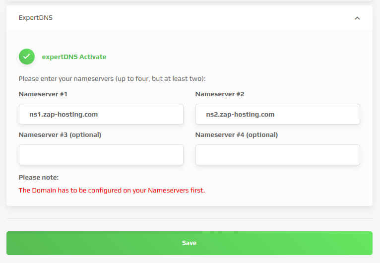 Domain: ExpertDNS | ZAP-Hosting Docs