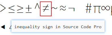 The inequality sign (!=) is TOO vertical · Issue #1400 · be5invis ...