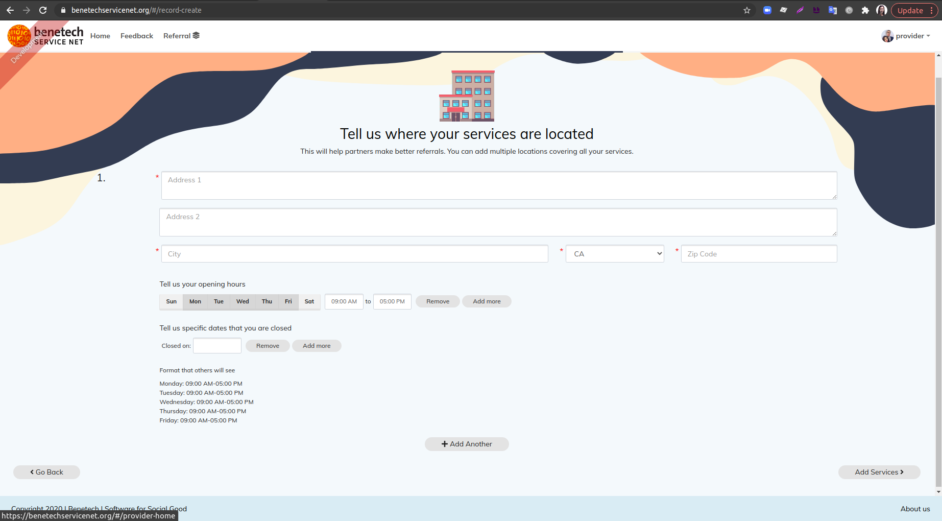Adding Hours of operation to ServiceProvider · Issue #1149 · openreferral/ServiceNet · GitHub