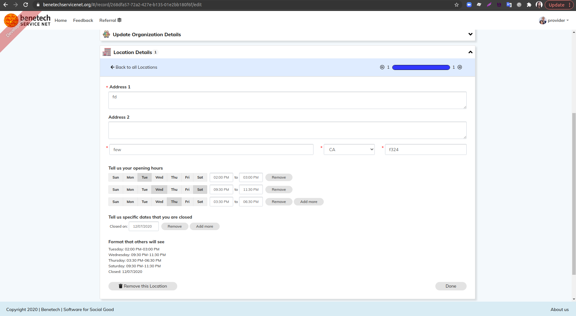 Adding Hours of operation to ServiceProvider · Issue #1149 · openreferral/ServiceNet · GitHub