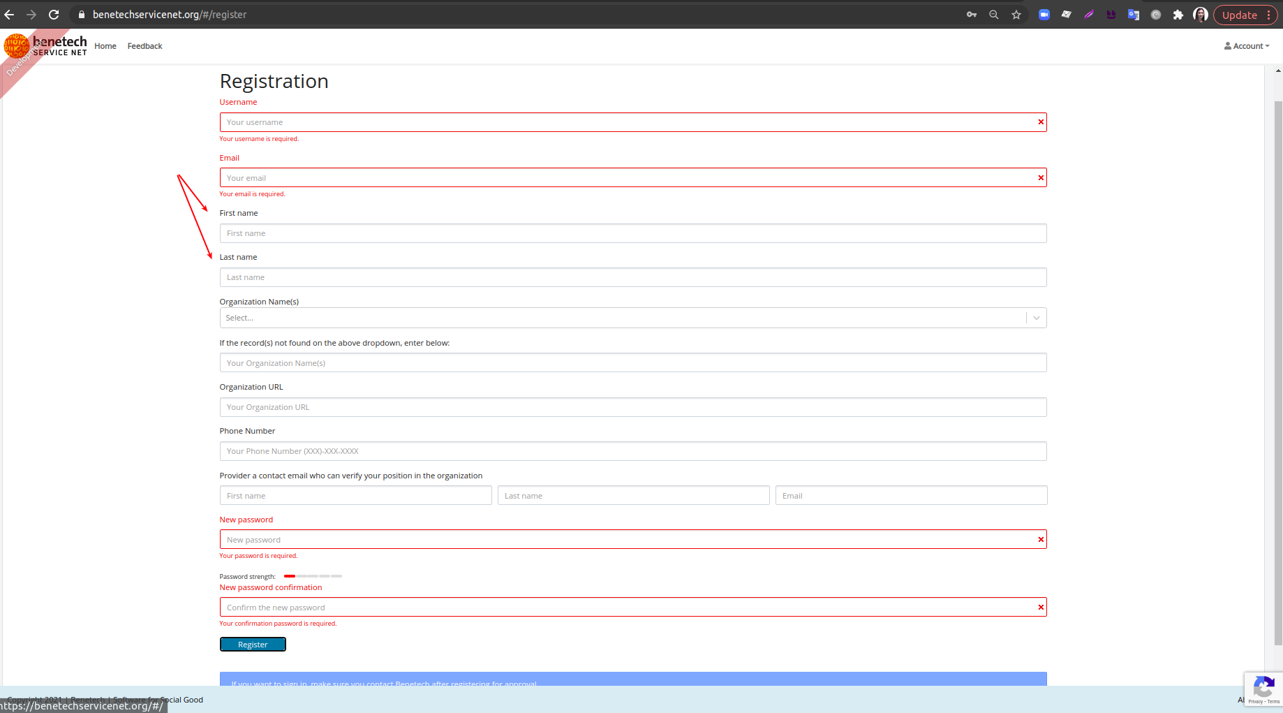 Make the "First Name" and "Last Name" fields required · Issue #1571 · openreferral/ServiceNet ...