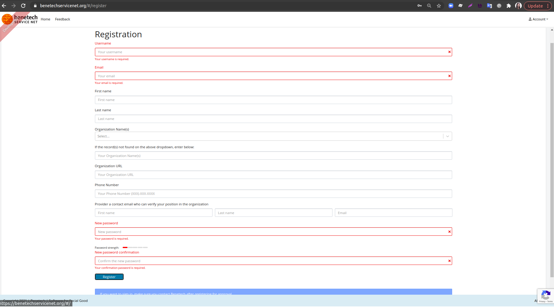 Registration page new fields · Issue #1430 · openreferral/ServiceNet · GitHub