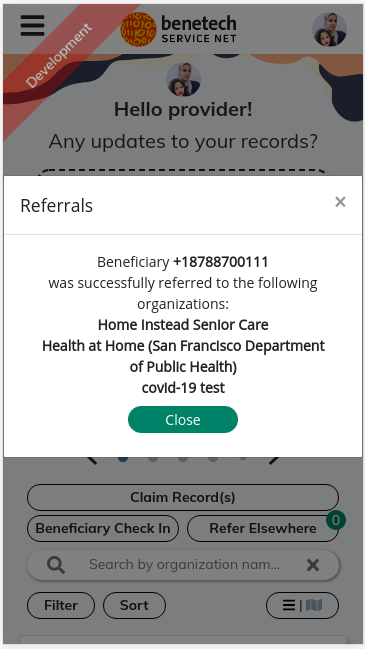 Beneficiary check in/referral pop up changes · Issue #1465 · openreferral/ServiceNet · GitHub