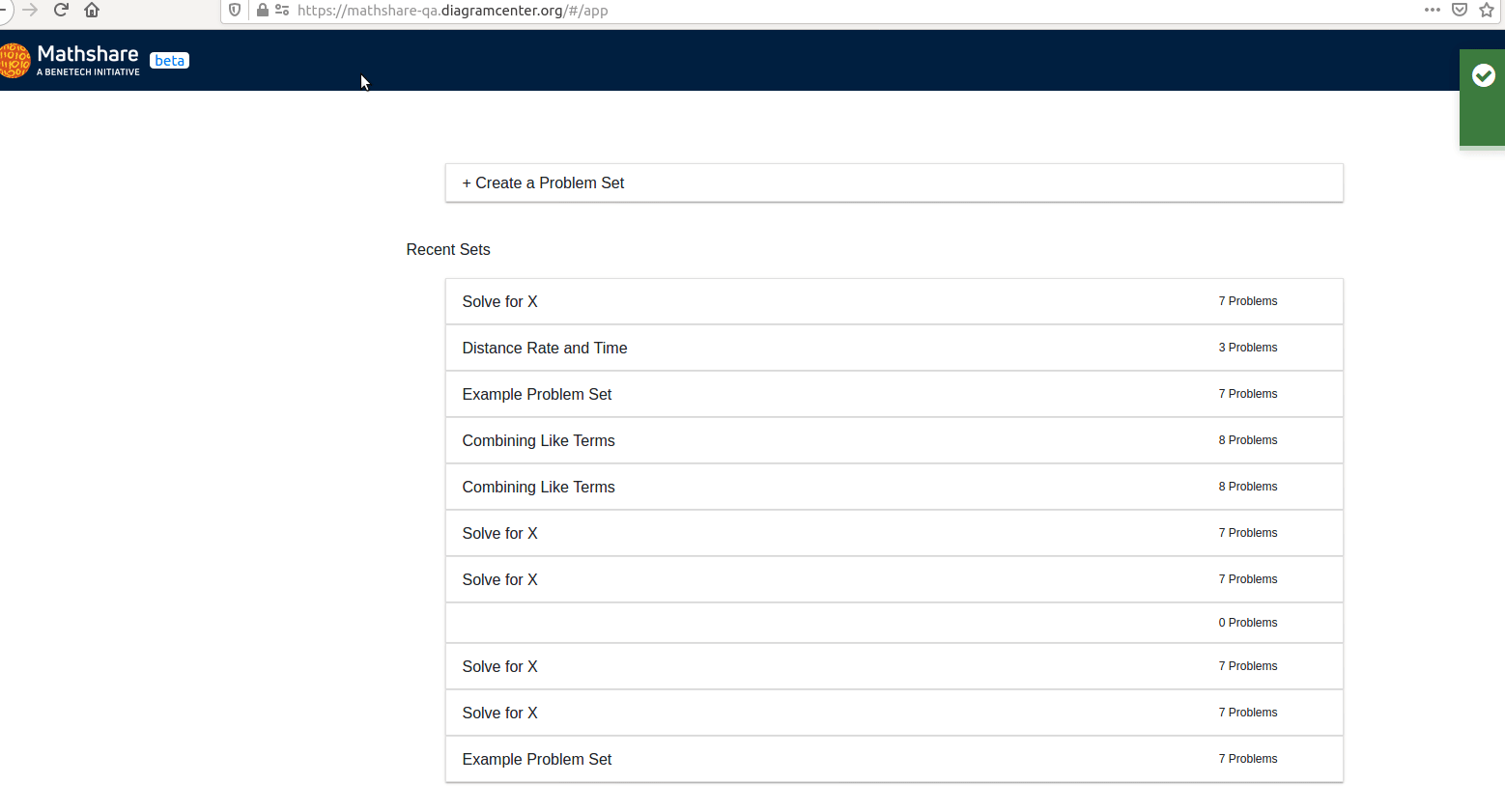 Student's problem sets are not saved in Recent Problem after create · Issue #1157 · benetech ...