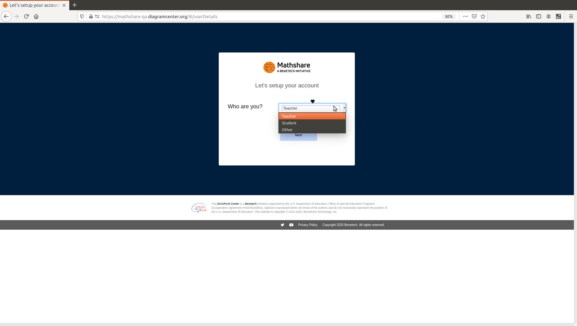 Add "Other" user option · Issue #1074 · benetech/MathShare · GitHub