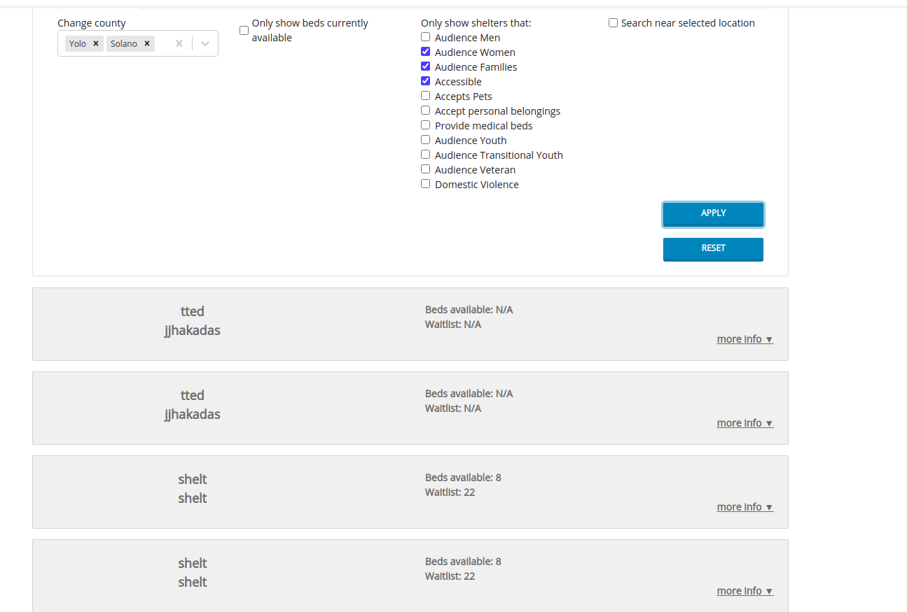 Filtering on Shelter view shows doubled records · Issue #1042 · openreferral/ServiceNet · GitHub