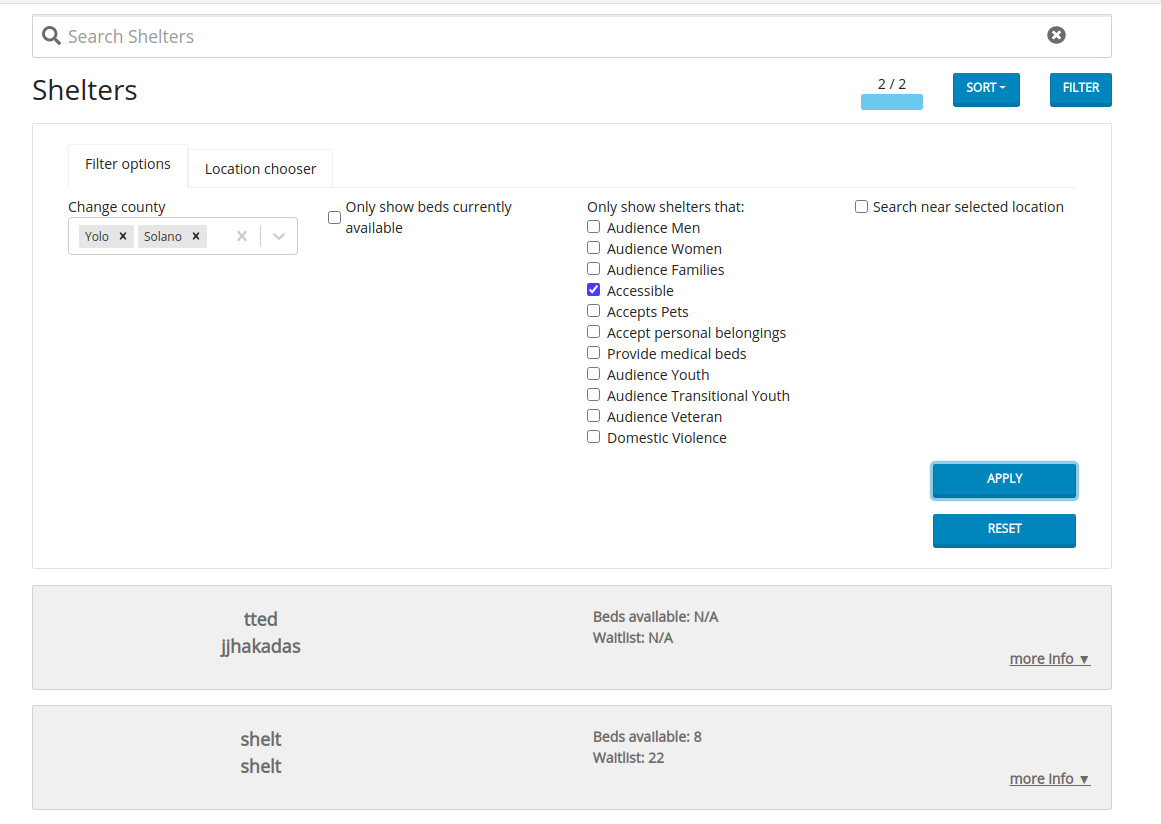 Filtering on Shelter view shows doubled records · Issue #1042 · openreferral/ServiceNet · GitHub