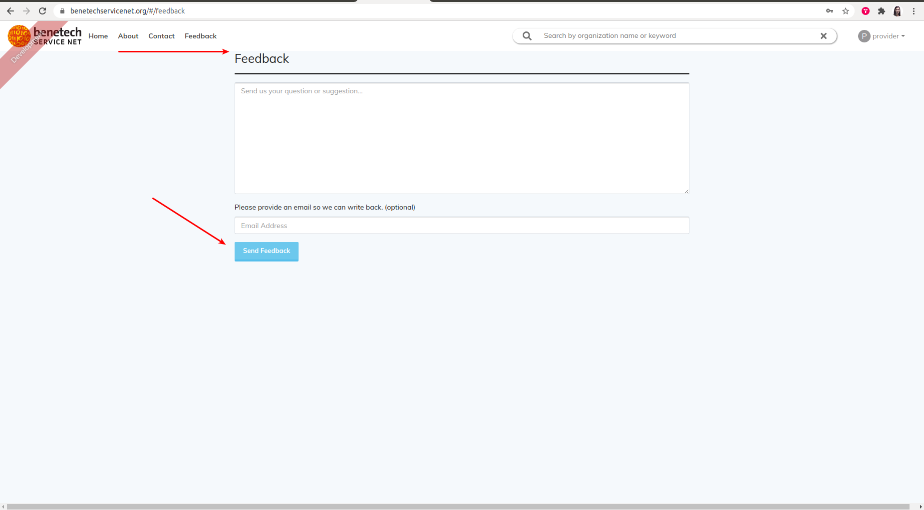 ServiceProvider Feedback link · Issue #1133 · openreferral/ServiceNet · GitHub