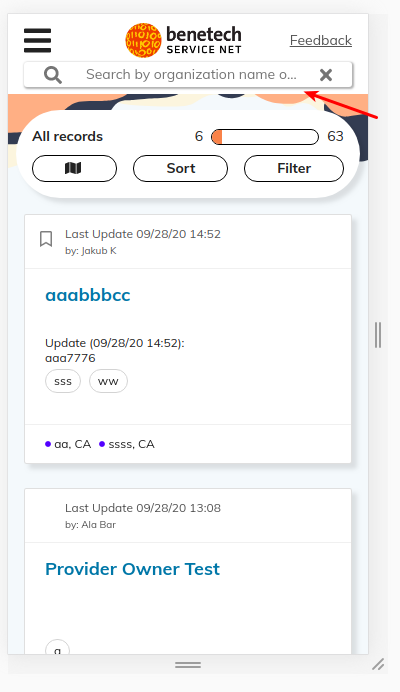 Search bar UI issue on Service Provider Mobile Public View · Issue ...