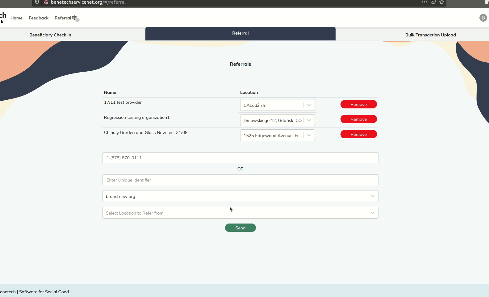 Referral Send Button not allow referral send SMS if not all locations ...