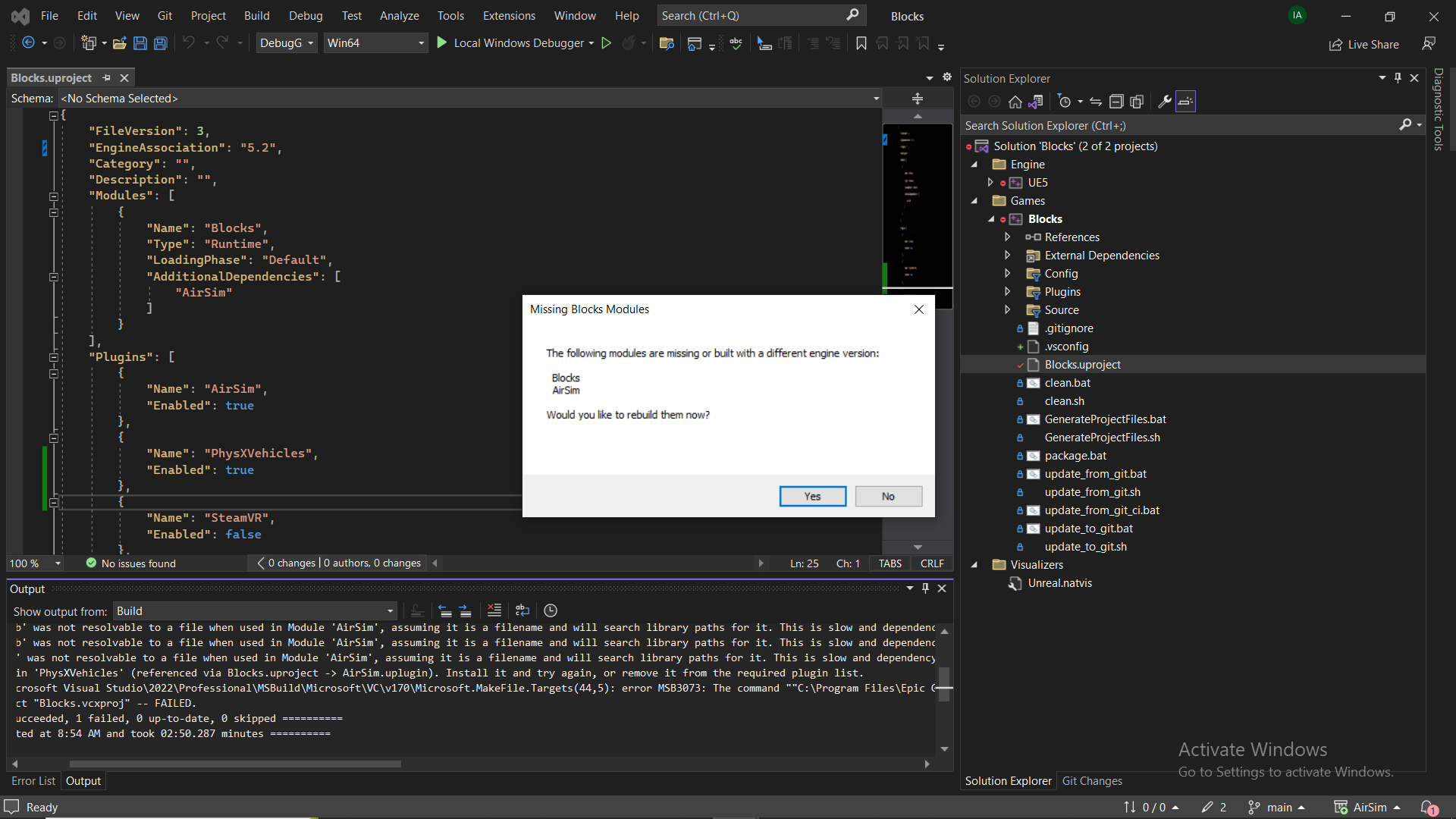 I am using UE5. How can I resolve PhysXVehicle plugin required. · microsoft AirSim · Discussion ...
