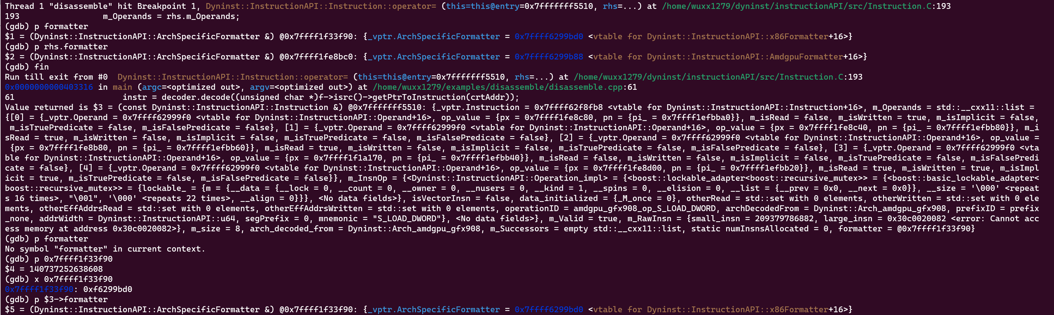 InstructionAPI Instruction assignment operator won't update the formatter member · Issue #1312 ...