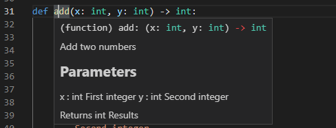 How to keep the content of Parameter suggestions displayed by Pylance in the original style ...