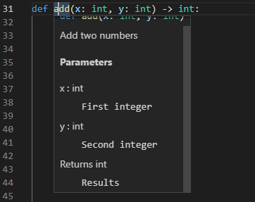 How to keep the content of Parameter suggestions displayed by Pylance in the original style ...