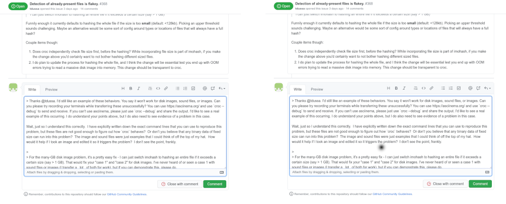 Add flag to trigger hashing full file when synchronizing · Issue #368 · schollz/croc · GitHub