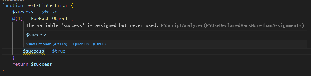Psscriptanalyzer The Variable Is Assigned But Never Used False Error Within Foreach Object 