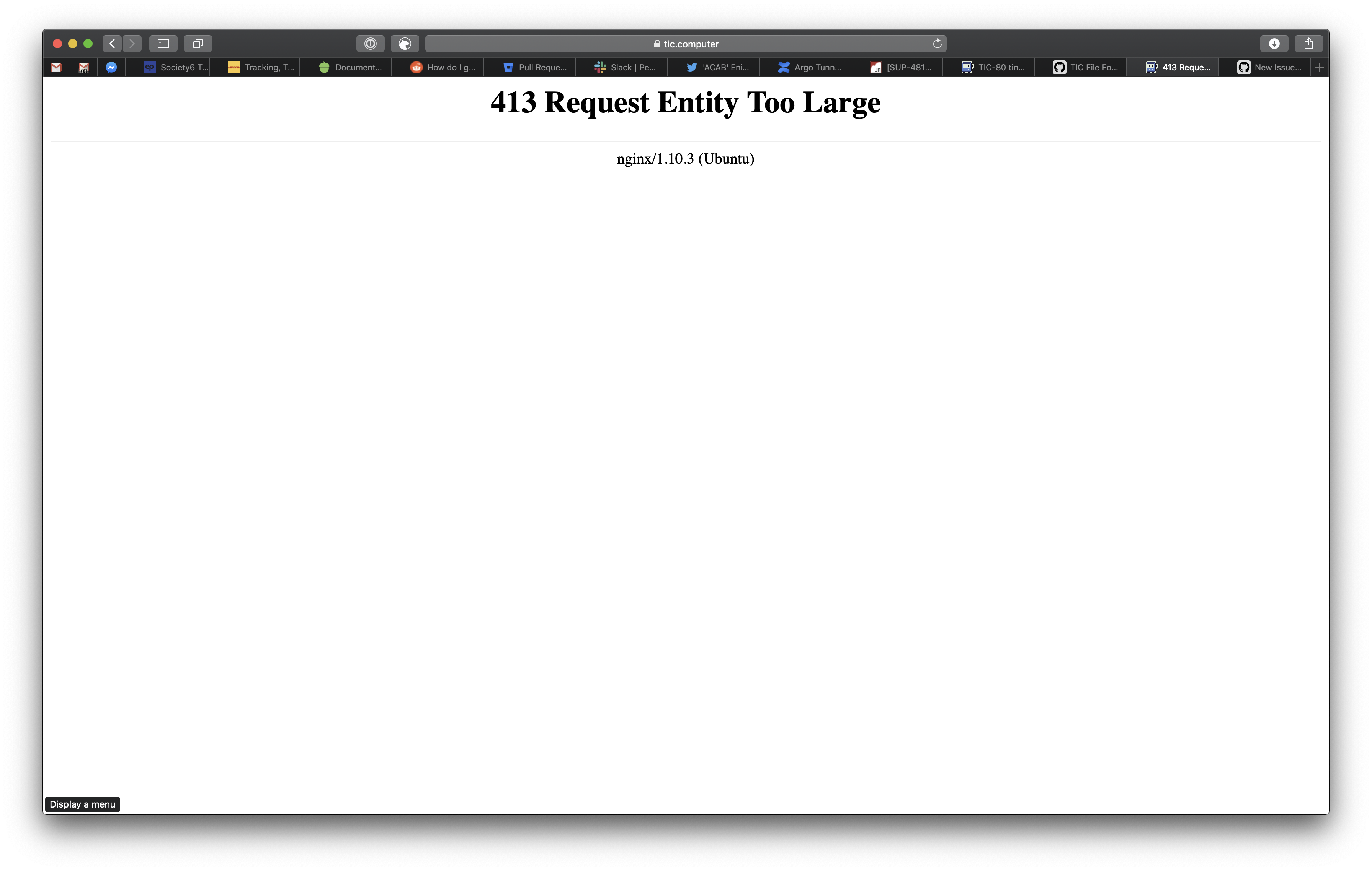 "413 Request Entity Too Large" when uploading a cart to tic.computer · Issue #1124 · nesbox/TIC ...