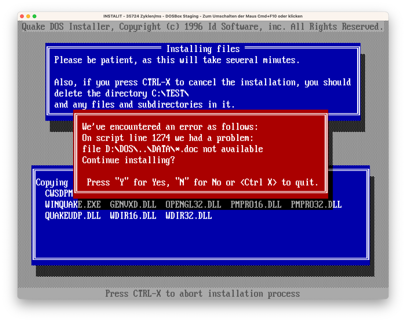 Quake rerelease installer can't find some files to copy from the CD ...