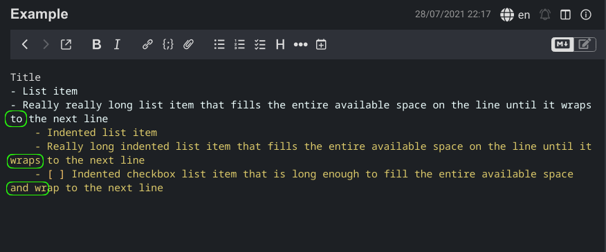 Indentation on list items and checkbox list items is lost when line ...