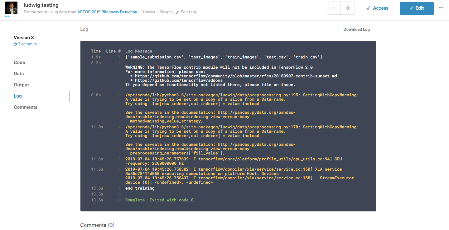 No output at Kaggle · Issue #413 · ludwig-ai/ludwig · GitHub